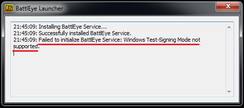 Failed to initialize BattlEye Service: Windows Test-Signing Mode not ...